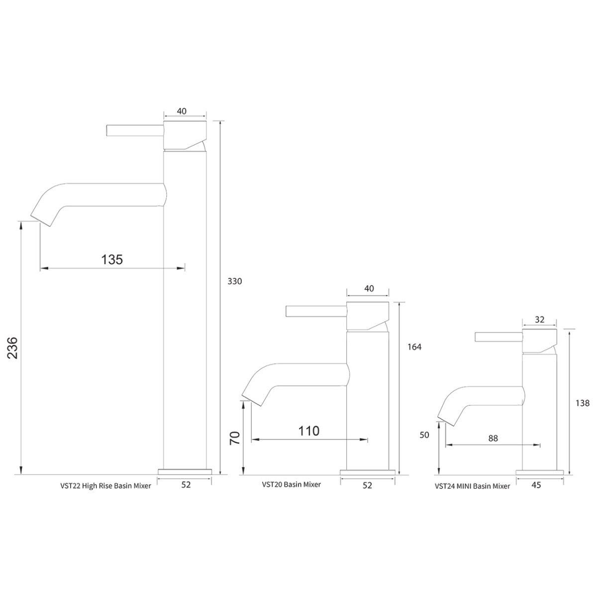 Storm Mini Basin Mixer | Voda Plumbingware